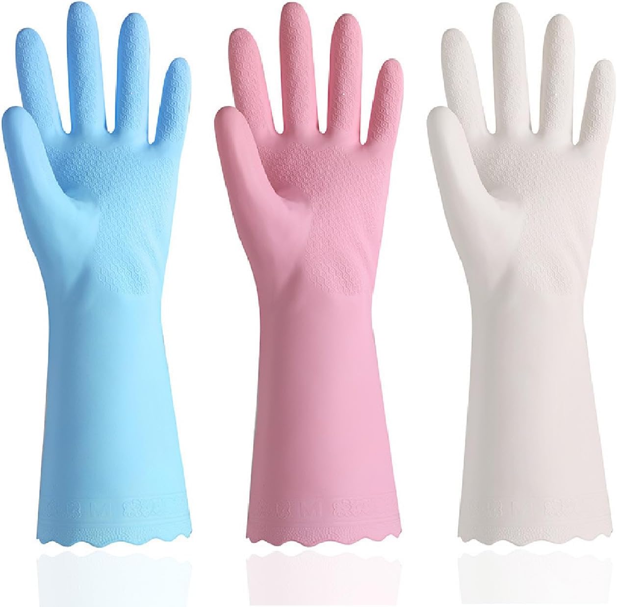 Amazon.com: Bamllum 3 Pairs Rubber Cleaning Gloves, Household Kitchen ...