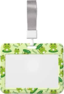 Amazon.com : Custom Name Reusable Badge Card Holders Cute Cartoon Frogs ...
