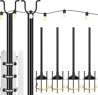 Amazon.com: PULLAFUN 6 Pack String Light Poles,11FT 4-in-1 Outdoor ...