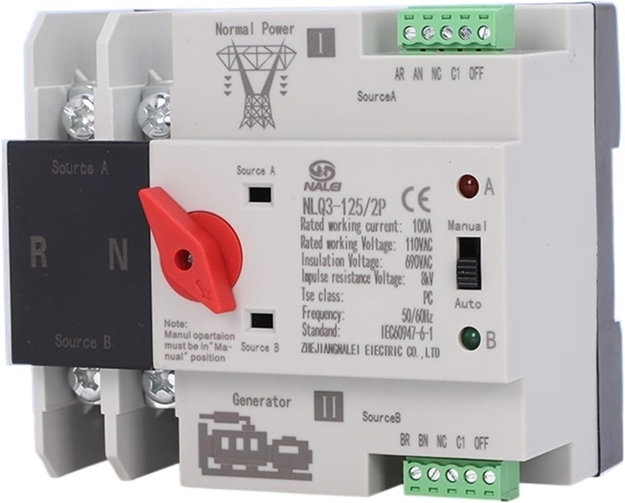 110V Dual Power Automatic Transfer Switch 2P 100A(110V- 4P 63A) : Amazon.ca: Patio, Lawn & Garden