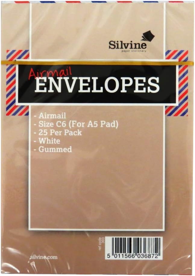 Airmail Envelopes - Pack of 25 - Size: C6 (For A5 Pad) - Gummed ...