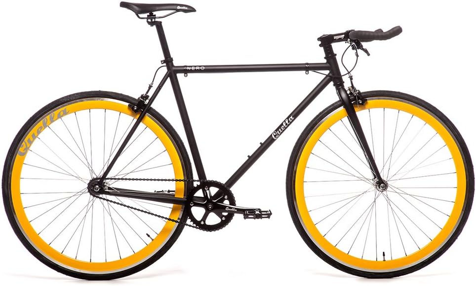 Quella Nero Yellow Fixie Fixed Gear Single Speed Commuter Bicycle ...