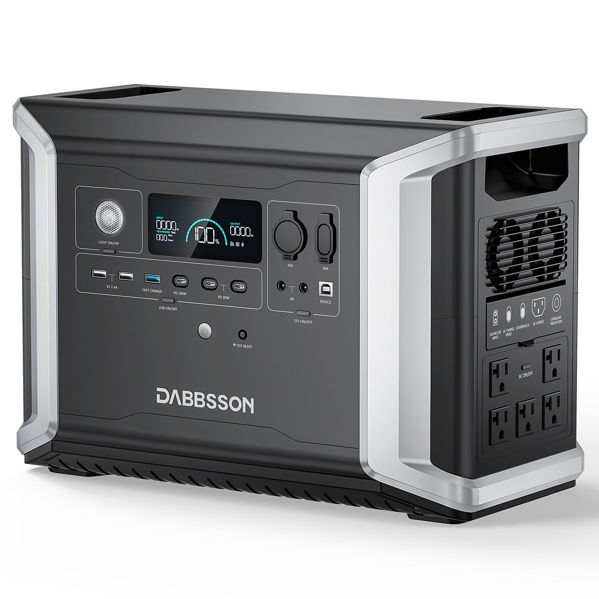 Dabbsson Portable Power Station DBS2300, 2330Wh EV LiFePO4 Battery, MAX 8380Wh, AC DC Output ...