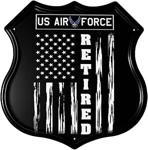 Amazon.com: Us Air Force Retired American Flag Metal Signs Yard Signs ...