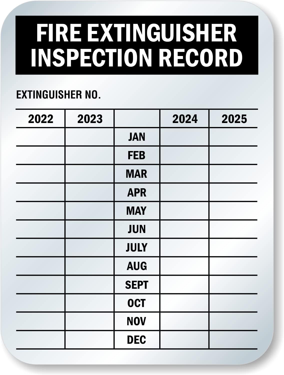 SmartSign Fire Extinguisher Labels, Inspection Labels, Record 4-Year ...
