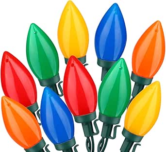 Amazon.com: Multi Color C9 Big Bulbs Classic Christmas Lights 50 LED ...