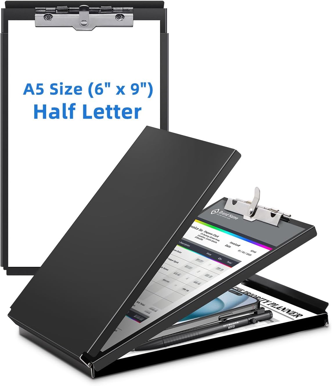 Amazon.com : A5 Metal Clipboard with Storage - Memo Size Heavy Duty ...