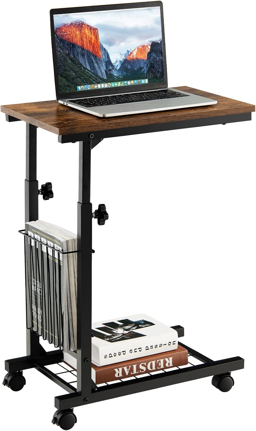 COSTWAY C-Shaped Sofa Side Table, Height Adjustable Mobile Laptop Desk ...