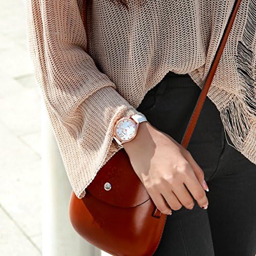COMTEX Ladies Watches White Large Face Leather Rose Gold Tone White ...