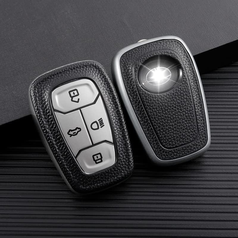 Soft TPU Leather Pattern Key Cover Compatible with TATA NEXON, Harrier ...