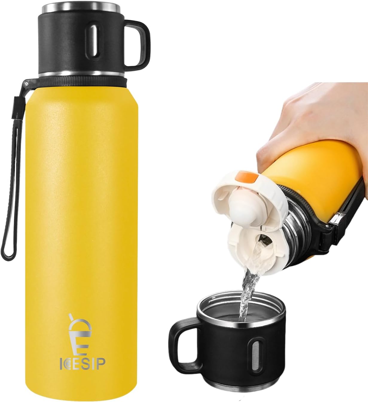 Amazon.com: Icesip Stainless Steel Insulated Bottle, 27oz with cup Vacuum Insulated Water Bottle ...