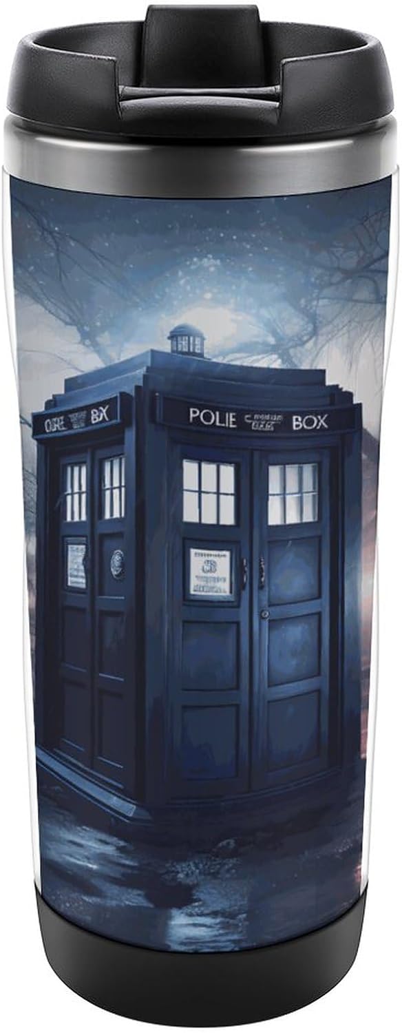 Doctor Dr Who Police Box Mice Travel Mug with Lid Insulated Stainless ...