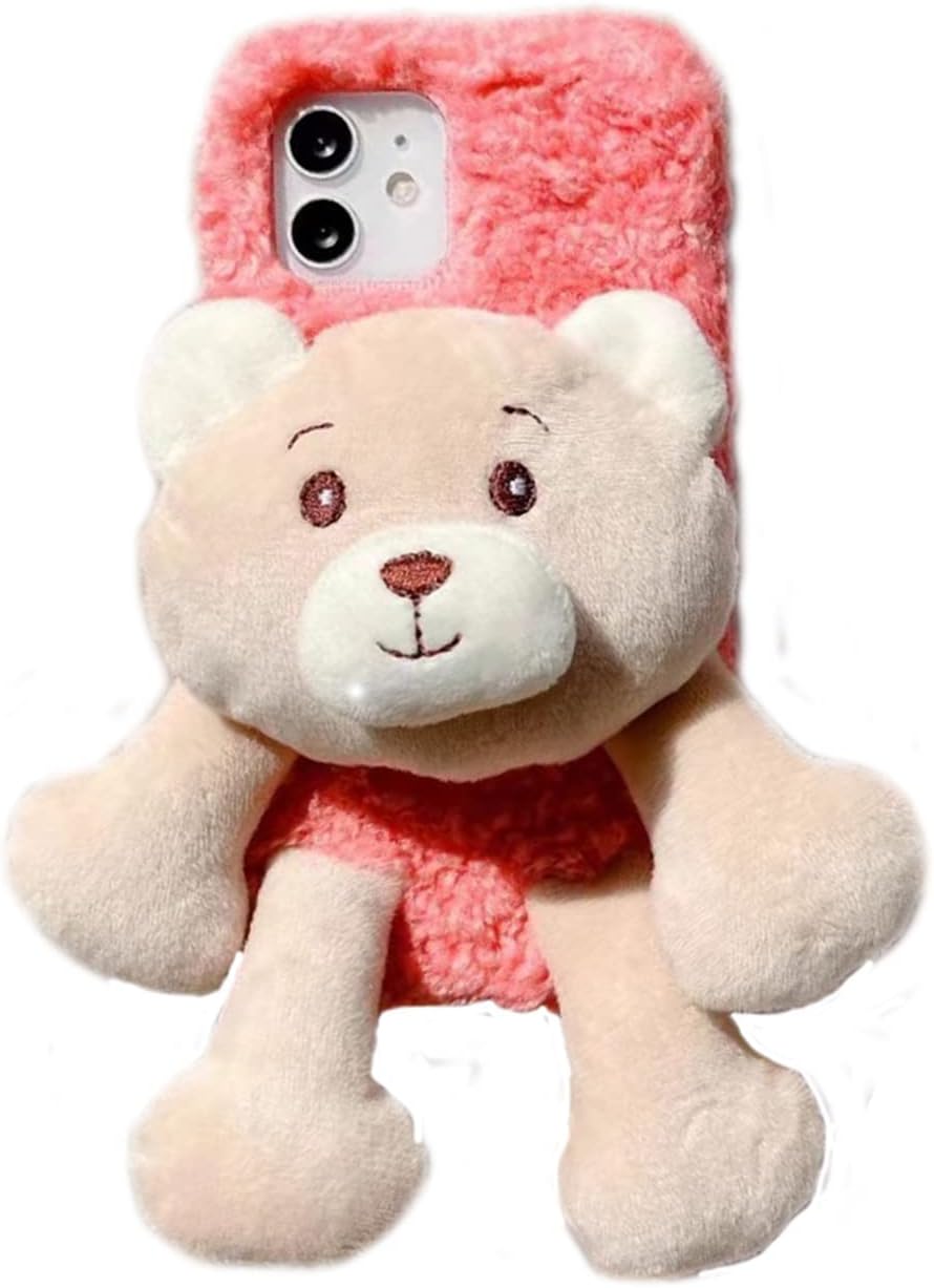 Amazon.com: SINQERISHT Cute Plush Bear Case Compatible with Samsung ...