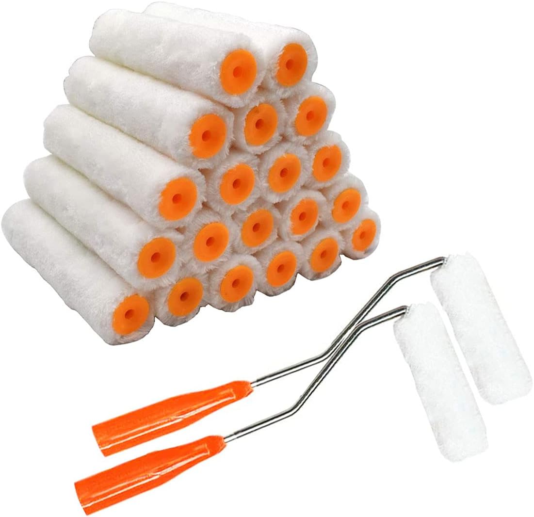 Biluer Mini Roller Brush 30 Pcs Paint Roller Kit, 10cm Mini Roller Kit ...