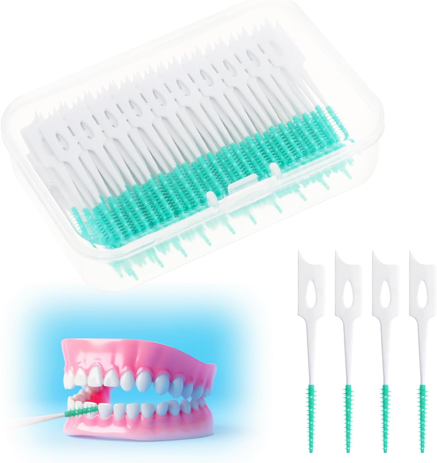Amazon.com: KAXMOON 400pcs Dental Picks Soft-Interdental Brush Double ...