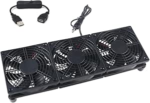 Three 120mm 5V USB Powered PC Router Fans 1 Speed 1400rpm High Cooling ...