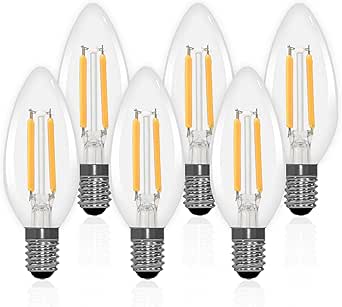 Amazon | LUTW LED電球 E17口金 シャンデリア電球 40形相当 C35 電球色 エジソン電球 LED キャンドル 4W クリアタイプ 2700K フィラメント電球 省エネ ...