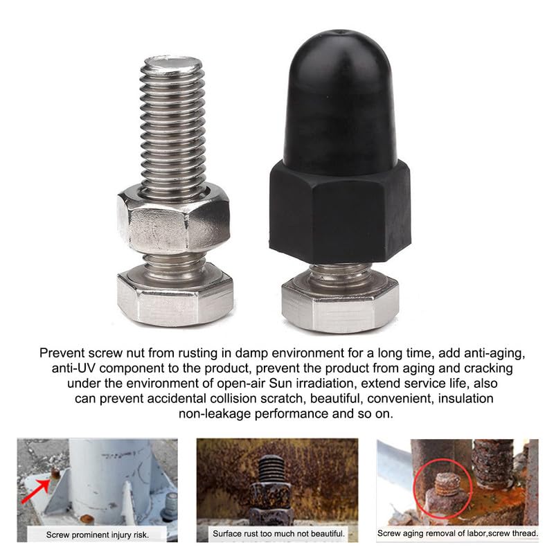 50 Pcs Hex Nut Bolt Covers, Black M16*24 * 50 Bolt Dome Caps Cover ...