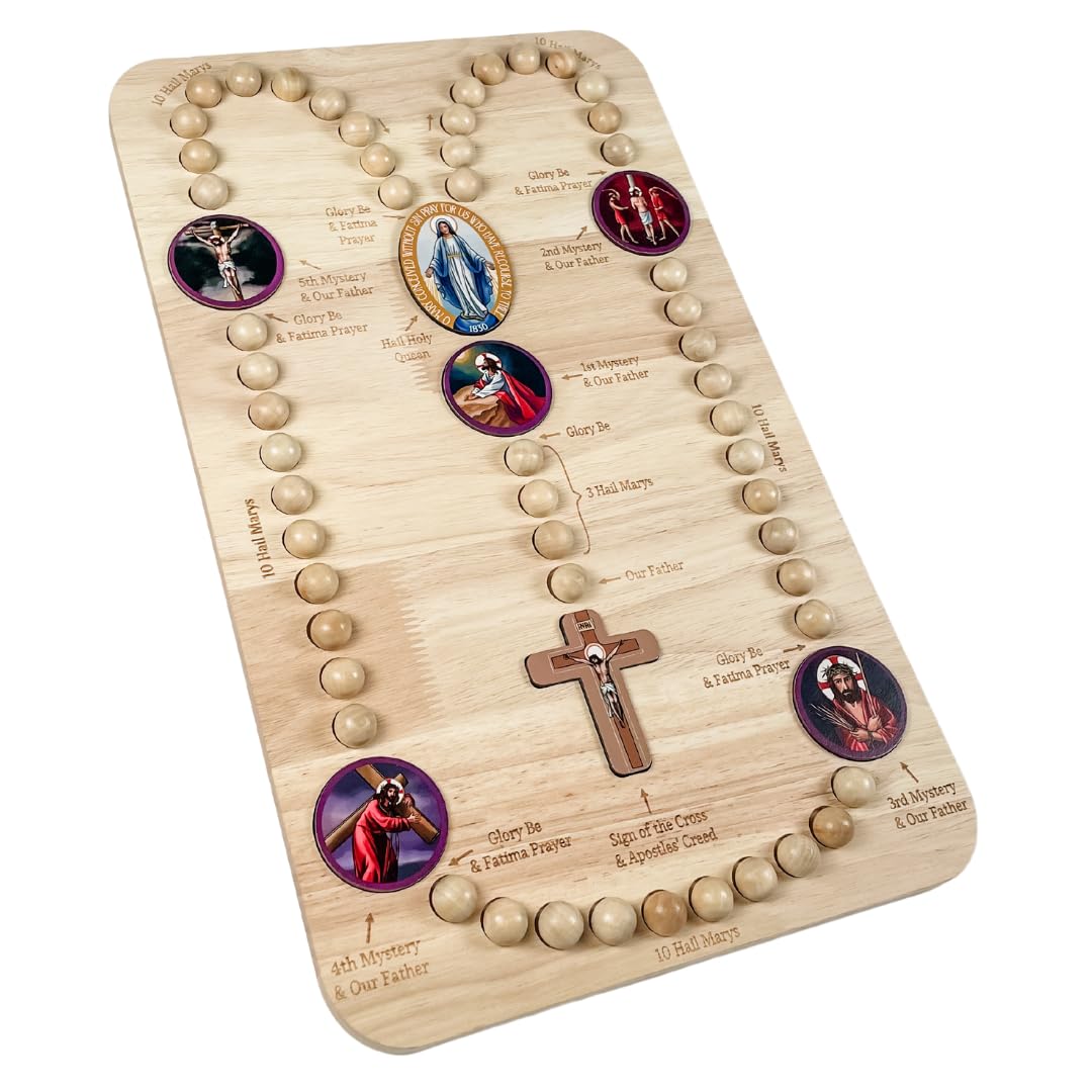 Amazon.com: GATHER AND PRAY Original Wooden Rosary Board for Kids and ...