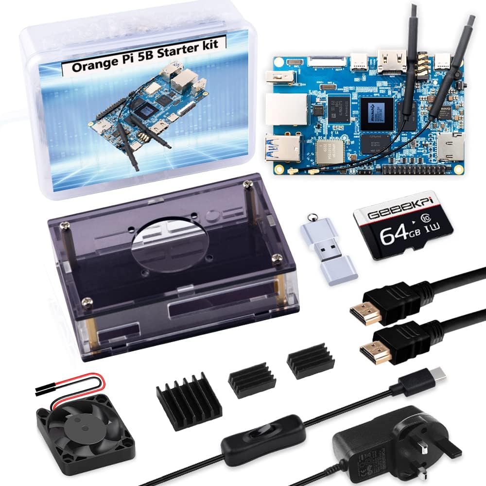 GeeekPi Orange Pi 5B Starter Kit,Orange Pi 5B Single Board Computer ...
