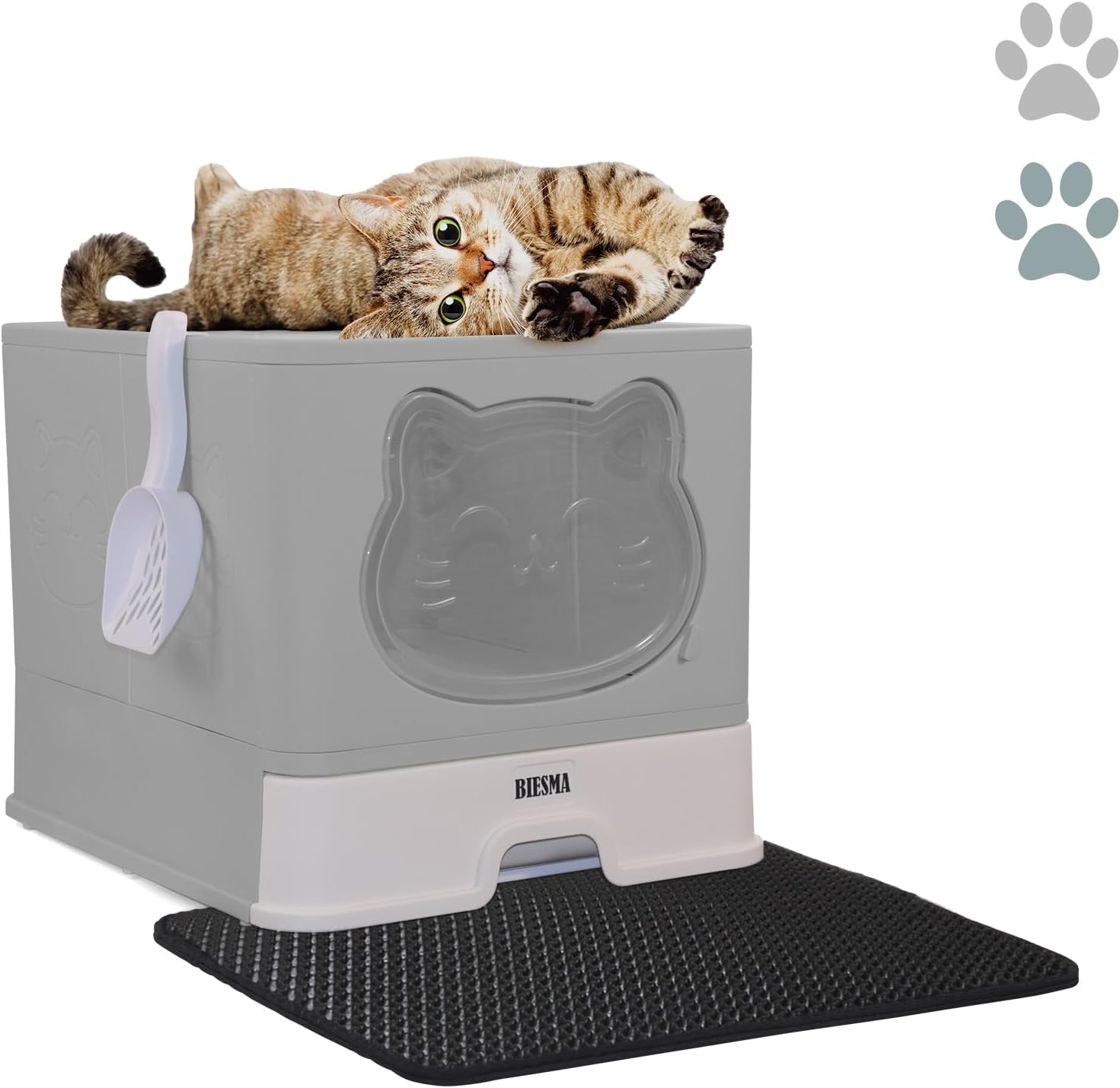 BIESMA Katzenklo mit Katzenklomatte und Schaufel, XXL Katzentoilette ...