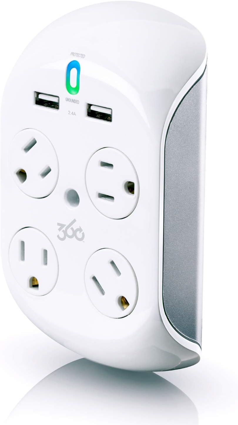 Amazon.com: 360 Electrical 36037 Revolve 2.4A Surge Protector 4 ...