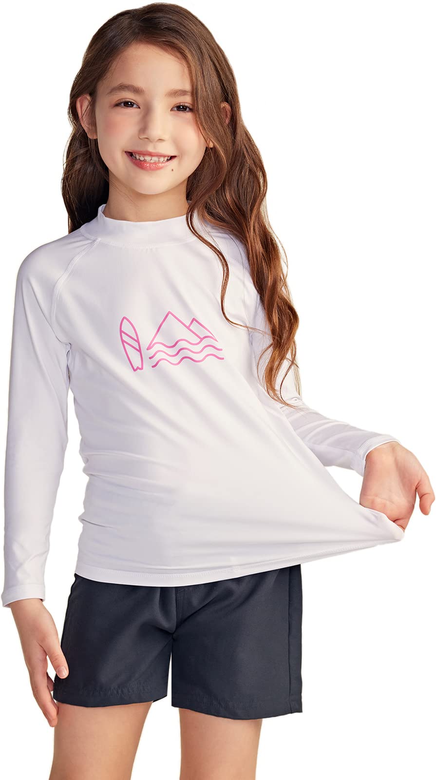 Snapklik.com : Girls Long Sleeve Rash Guard Shirt, UV/SPF Water Beach ...