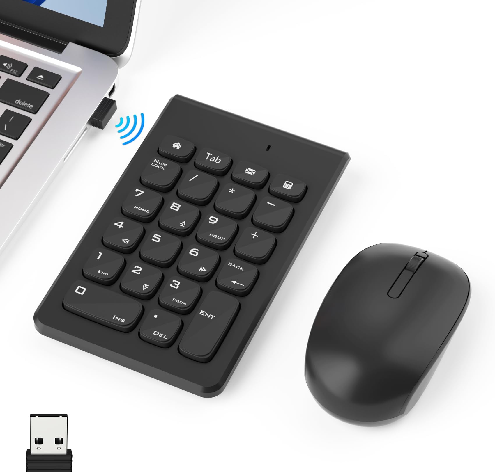 Amazon.com: 2.4GHz Wireless Number Pad and Mouse Combo - 22 Key USB ...