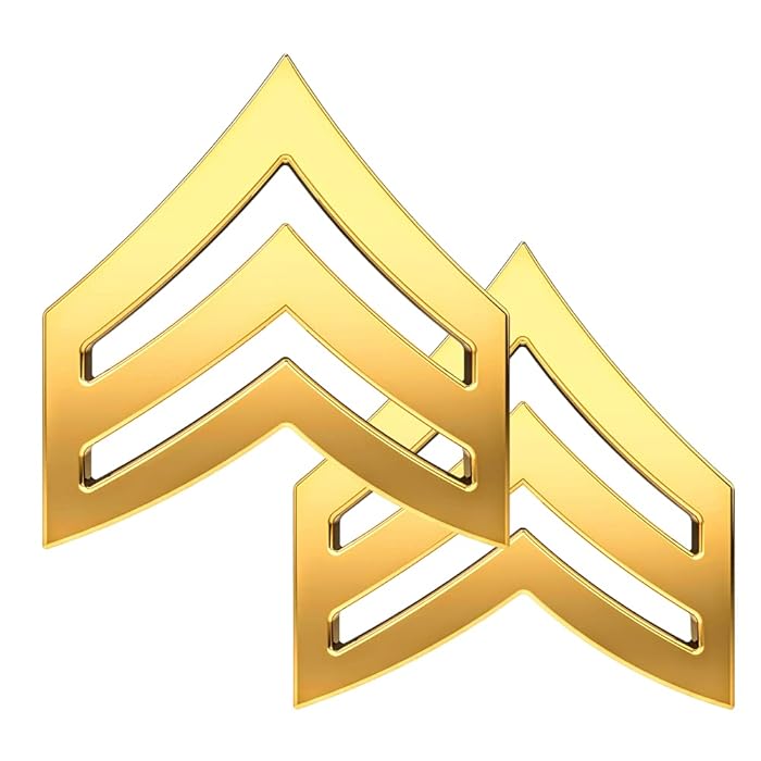 Buy Sergeant Chevrons Collar Brass Pins -Set of Two Rank Insignia Gold ...