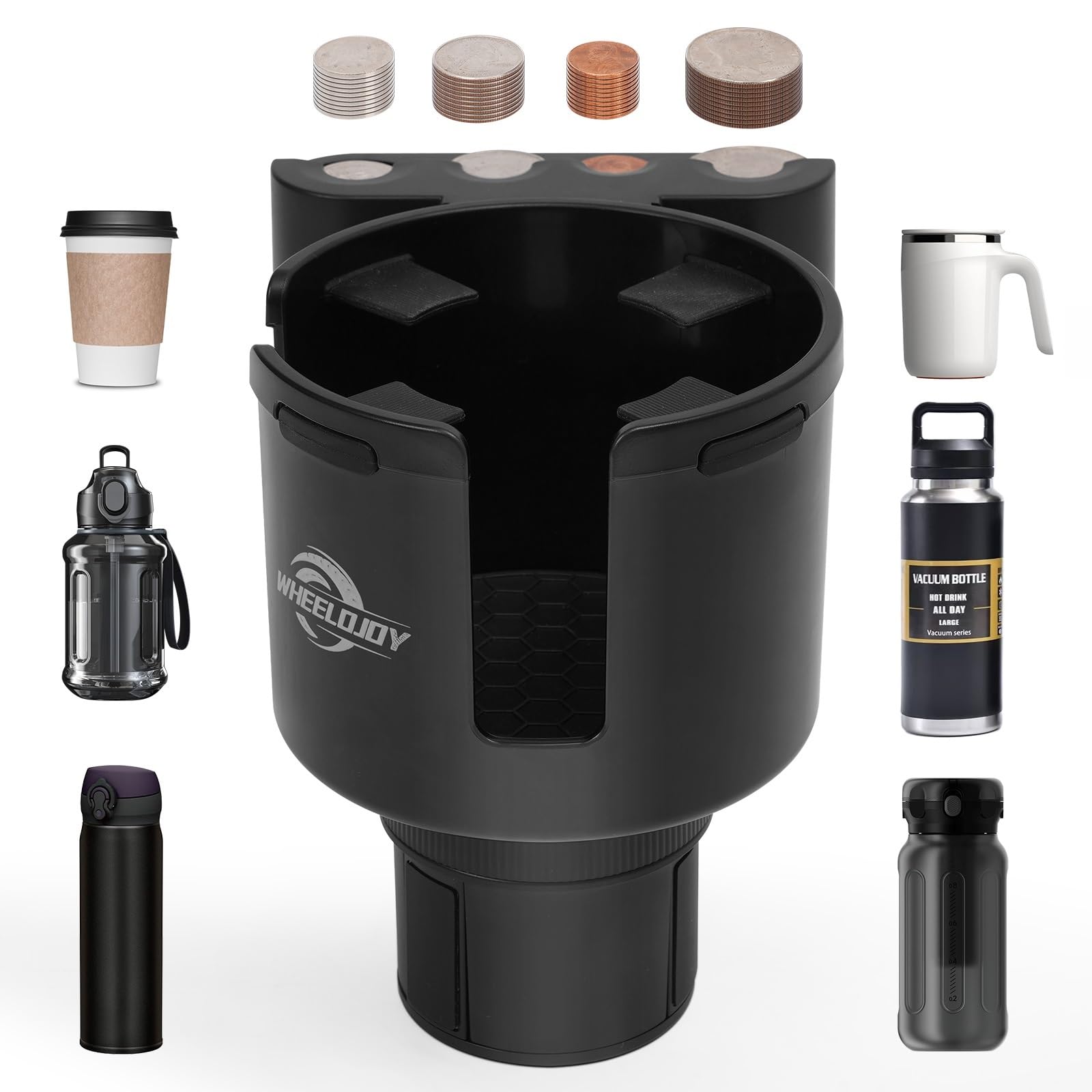 Amazon.com: WHEELOJOY Cup and Coin Holder 2-in-1 for Vehicles, Holds ...