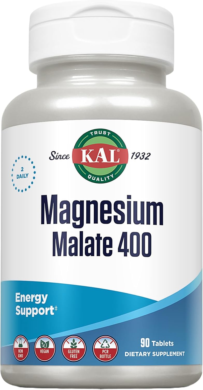 Amazon.com: KAL Magnesium Malate 400mg, Chelated Magnesium Supplement ...