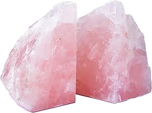 Amazon.com: Rose Quartz Bookends Heavy Duty Pink Healing Crystal Stone ...