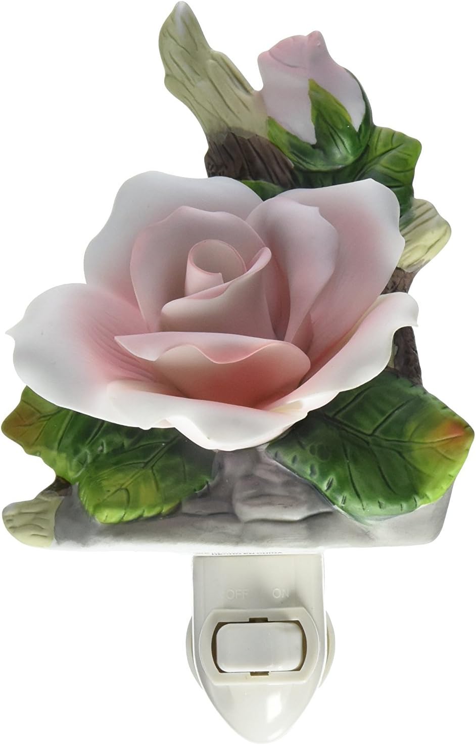 Amazon.com: Cosmos 2121 Fine Porcelain Lighted Pink Rose Night Light, 3 ...