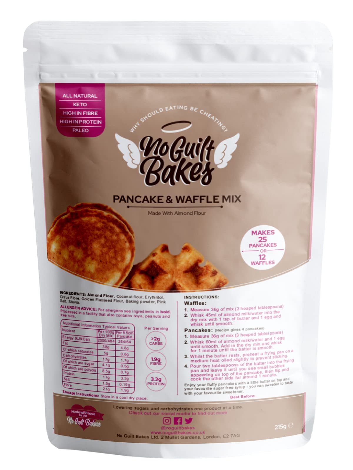 Buy No Guilt Bakes Pancake & Waffle Mix – Low Carb, Keto Friendly ...