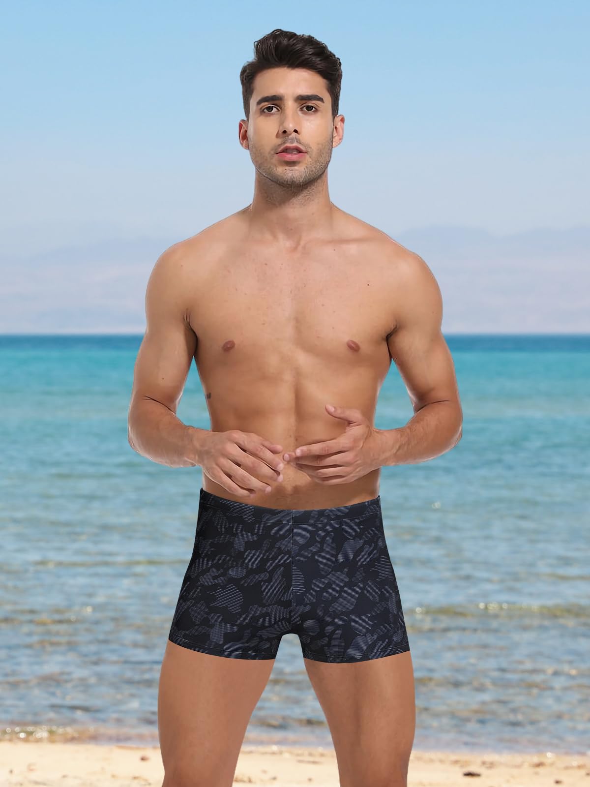Snapklik.com : K898 Mens Square Leg Swimming Jammer Shorts UPF50+,Men ...