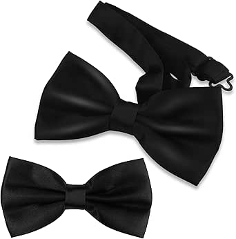 Mesybveo 2 Pièces Nœud Papillon Homme Pré-Noué Longueur Réglable - Noir ...