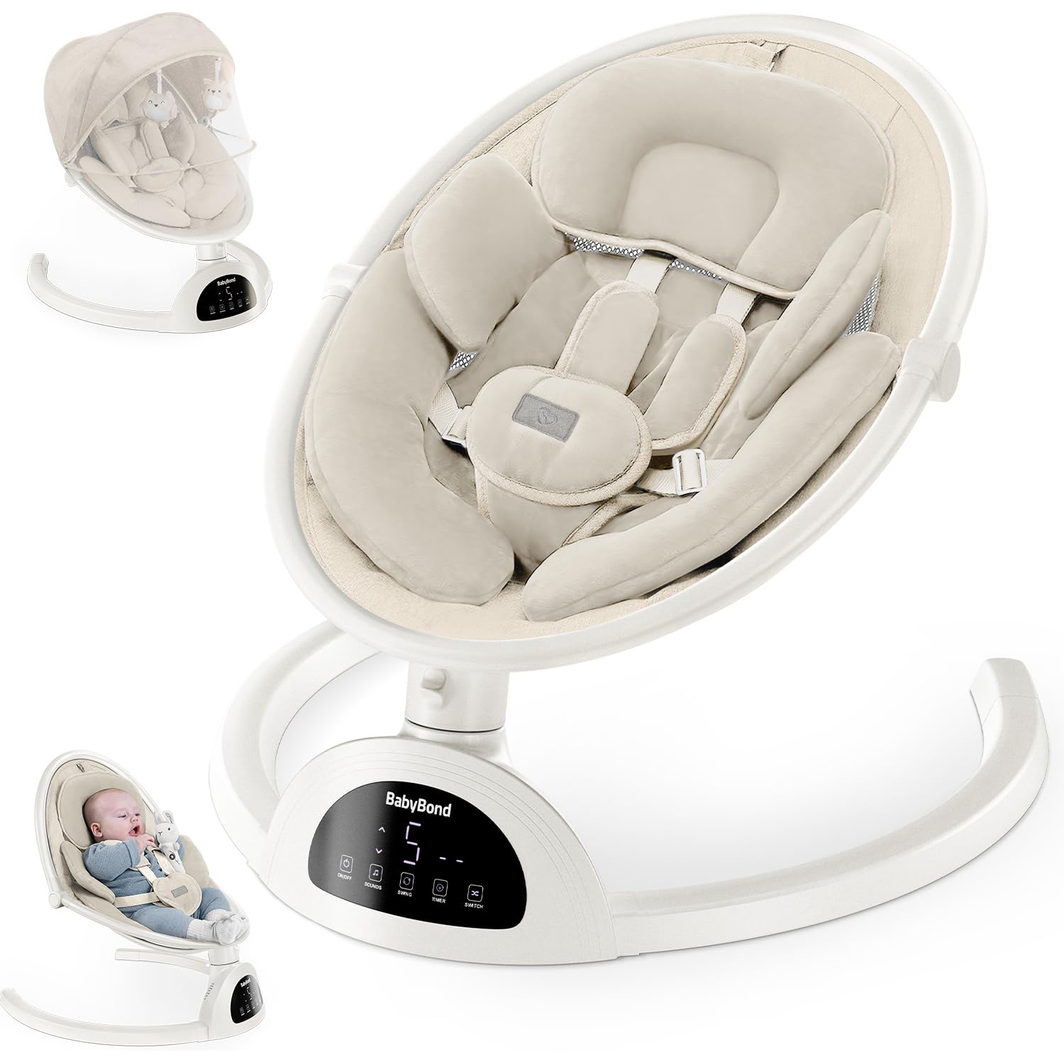 Amazon.com : BabyBond Baby Swings for Infants, Bluetooth Infant Swing ...