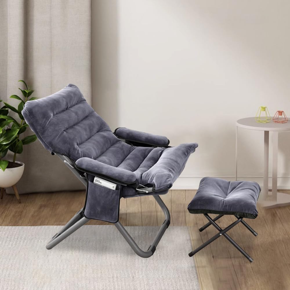 Amazon.com: Modern Lazy Chair with Armrests,Foldable Living Room Lazy Chair with Ottoman and a ...