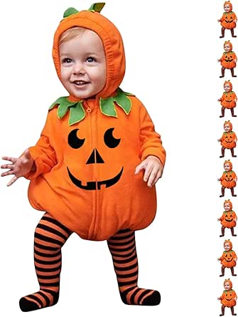 Toddler Halloween Costume Baby 6-12 Months Infant Newborn Pumpkin Costumes Jumpsuit with ...
