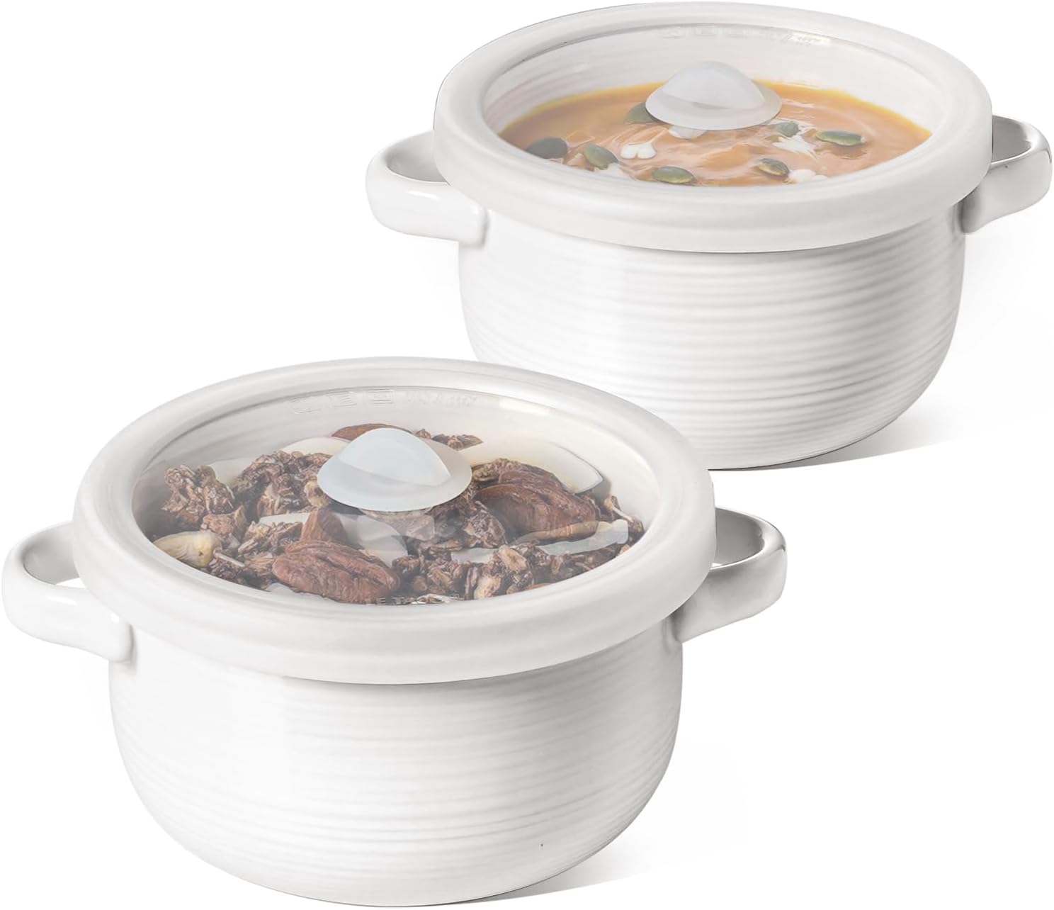 Amazon.com | LE TAUCI Soup Bowls with Handles and Silicone Lids, 28 oz ...