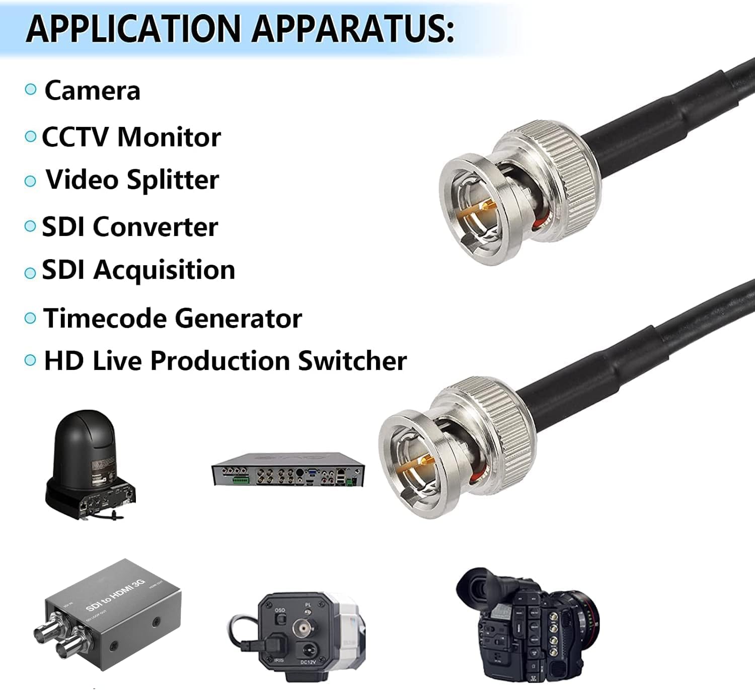 Snapklik.com : 3G/6G SDI Cable 2ft Short 75 Ohm BNC To BNC Jumper ...