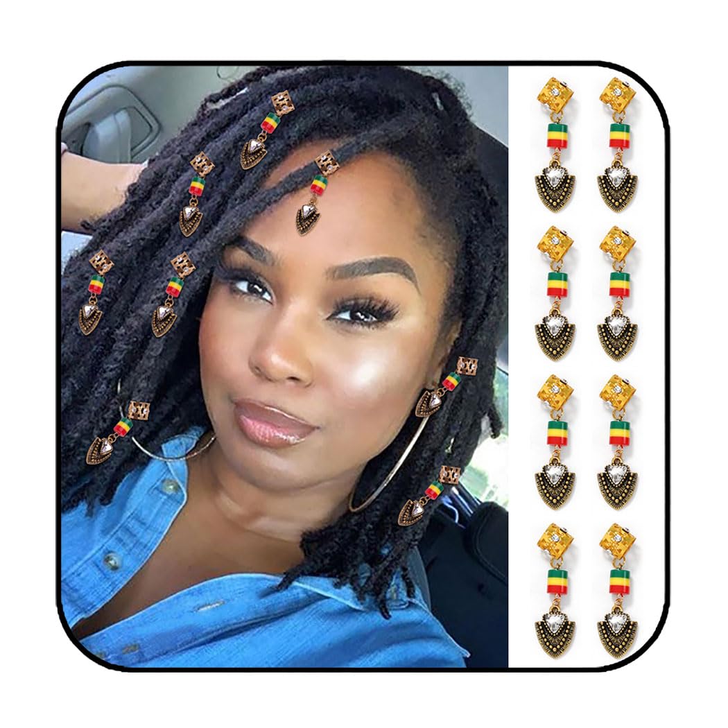 Amazon.com: Formery 8Pcs Crystals Dreadlock Cuffs Gold Box Braid Rings ...