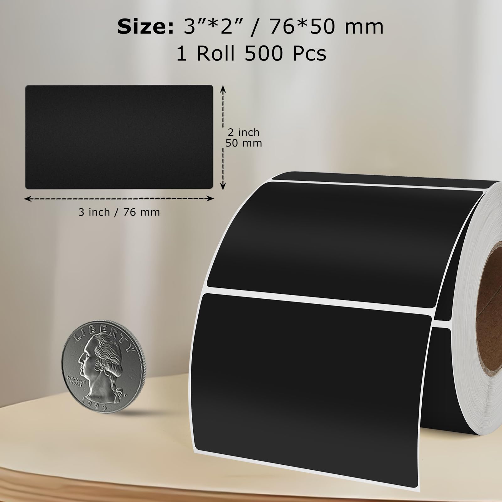 Snapklik.com : Black Color Coding Labels 2 3 Inches Rectangle Vinyl ...