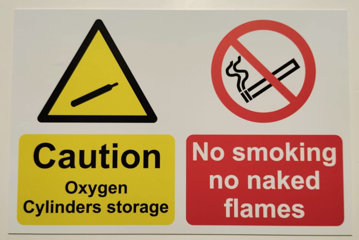 Caution Oxygen Cylinder Storage no Smoking or Naked Flames Safety Sign ...