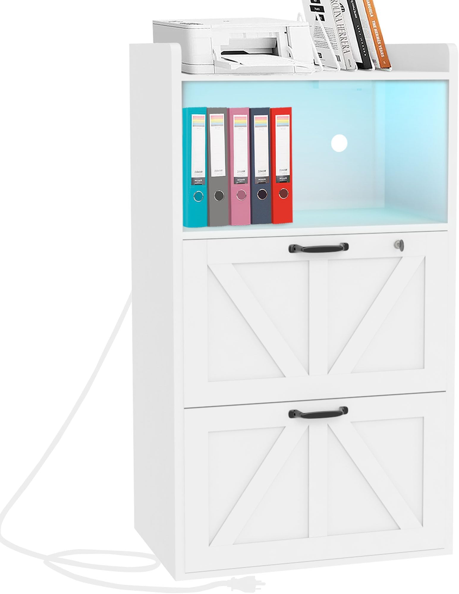 Amazon.com: LOWOSA LED Light Rolling Filing Cabinet with Lock, File ...
