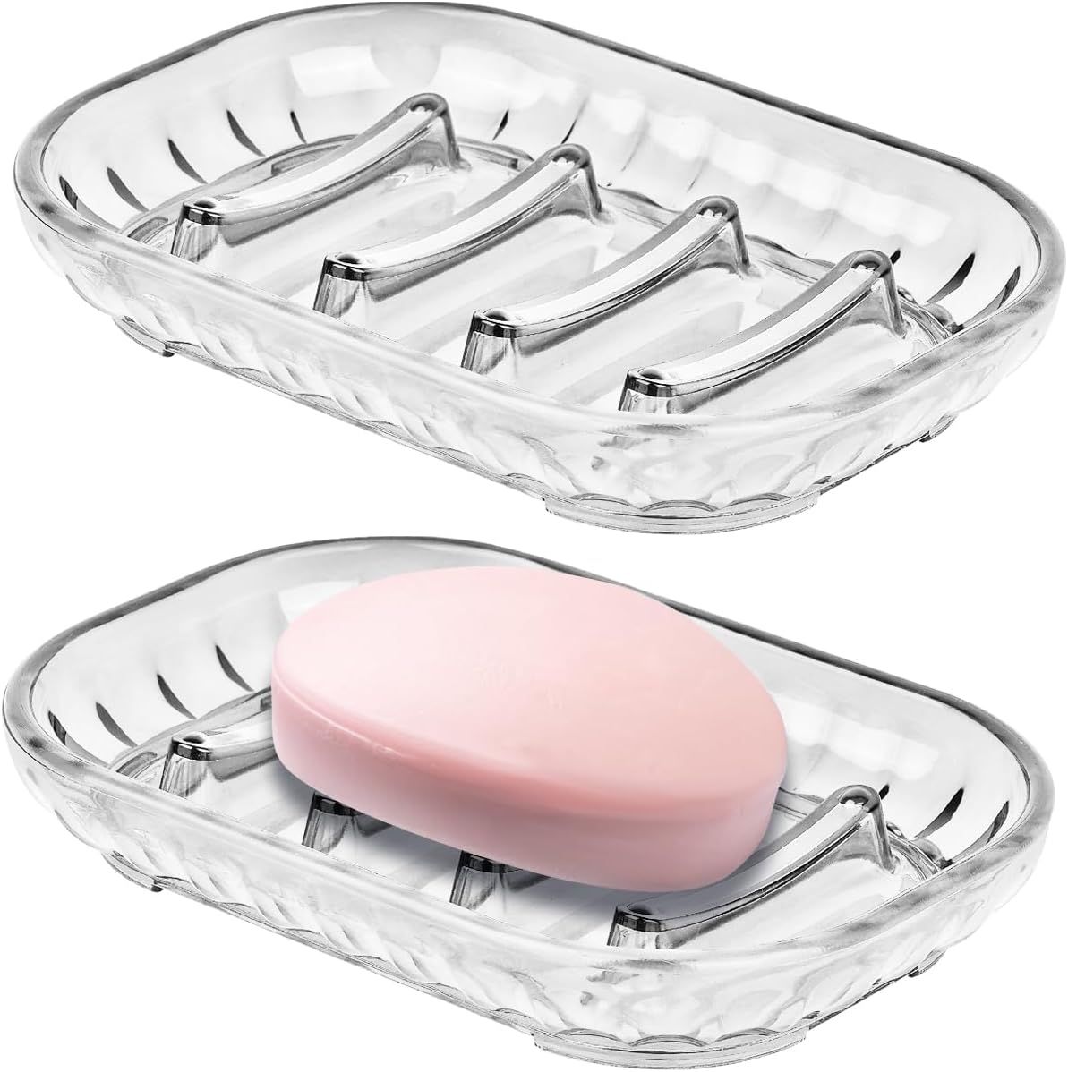 Amazon.com: AMUONTY 2-Pack Soap Dish Holder for Bar Soap, Bathroom Soap Dishes Soap Holder, Soap ...