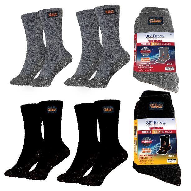 35 Below Thermal– Thicker Insulated Socks, As Seen On TV, 4 Pairs (2 ...