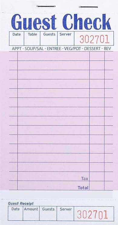 Amazon.com: Fred's Favorite Pink Guest Check Books for Servers (10 Pack ...