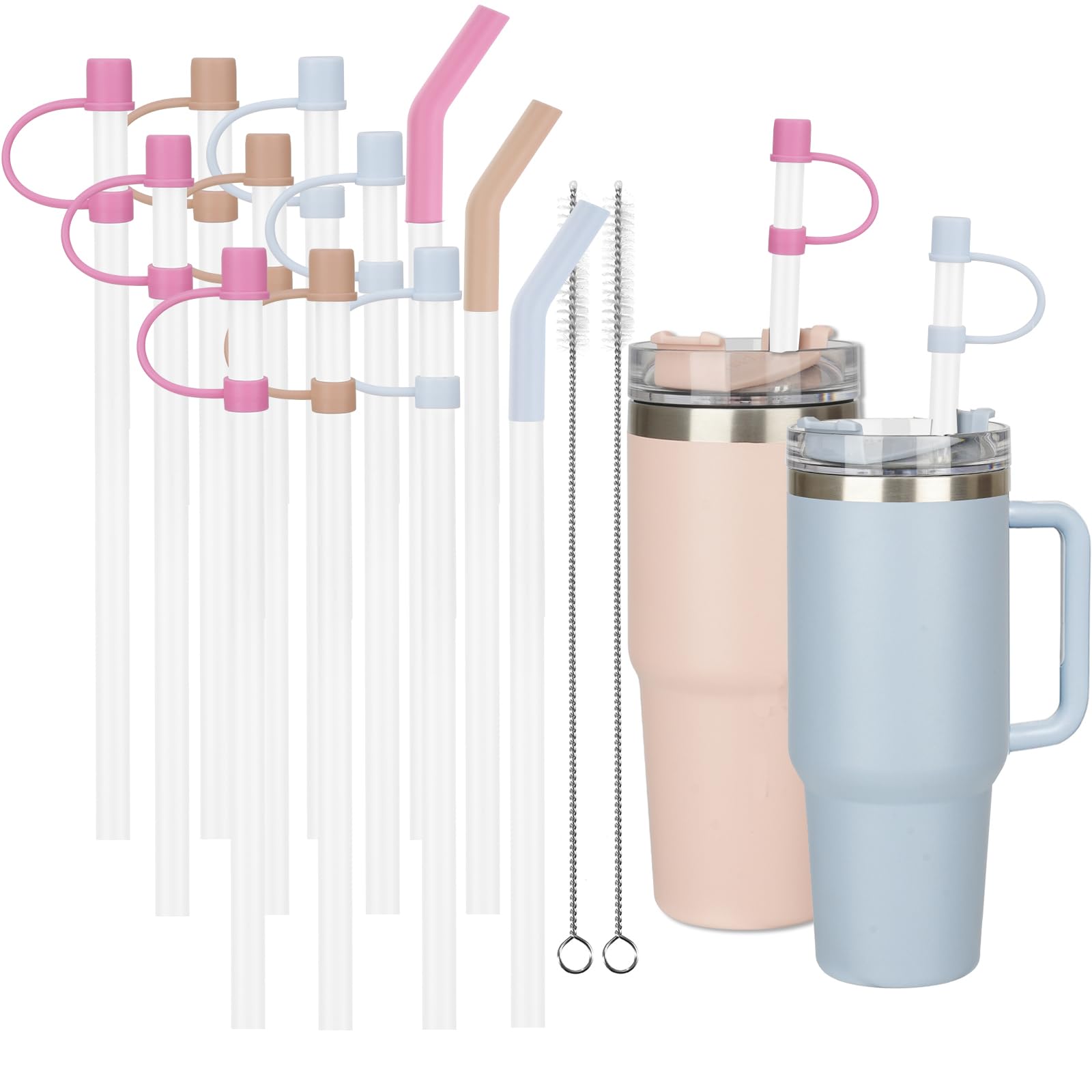 Amazon.com: 12 Straws with Cover Cap for Stanley Tumbler 40 oz 30 oz ...