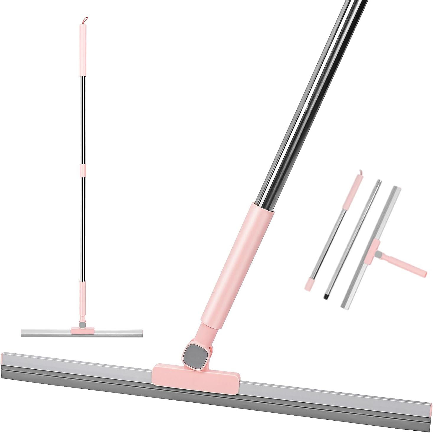 Amazon.com: KZKR Floor Squeegee Broom Scrubber with Long Handle, Rubber Squeegee Broom Scraper ...